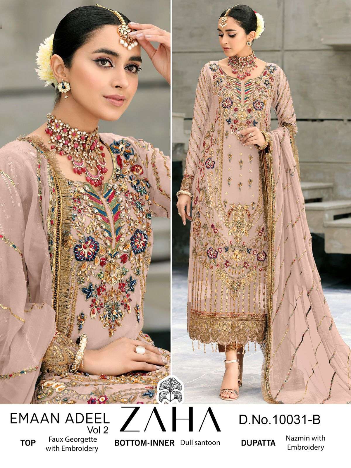 HABEEBA VOL-1 BY ZAHA 10103-A TO 10103-D SERIES GEORGETTE PAKISTANI DRESSES