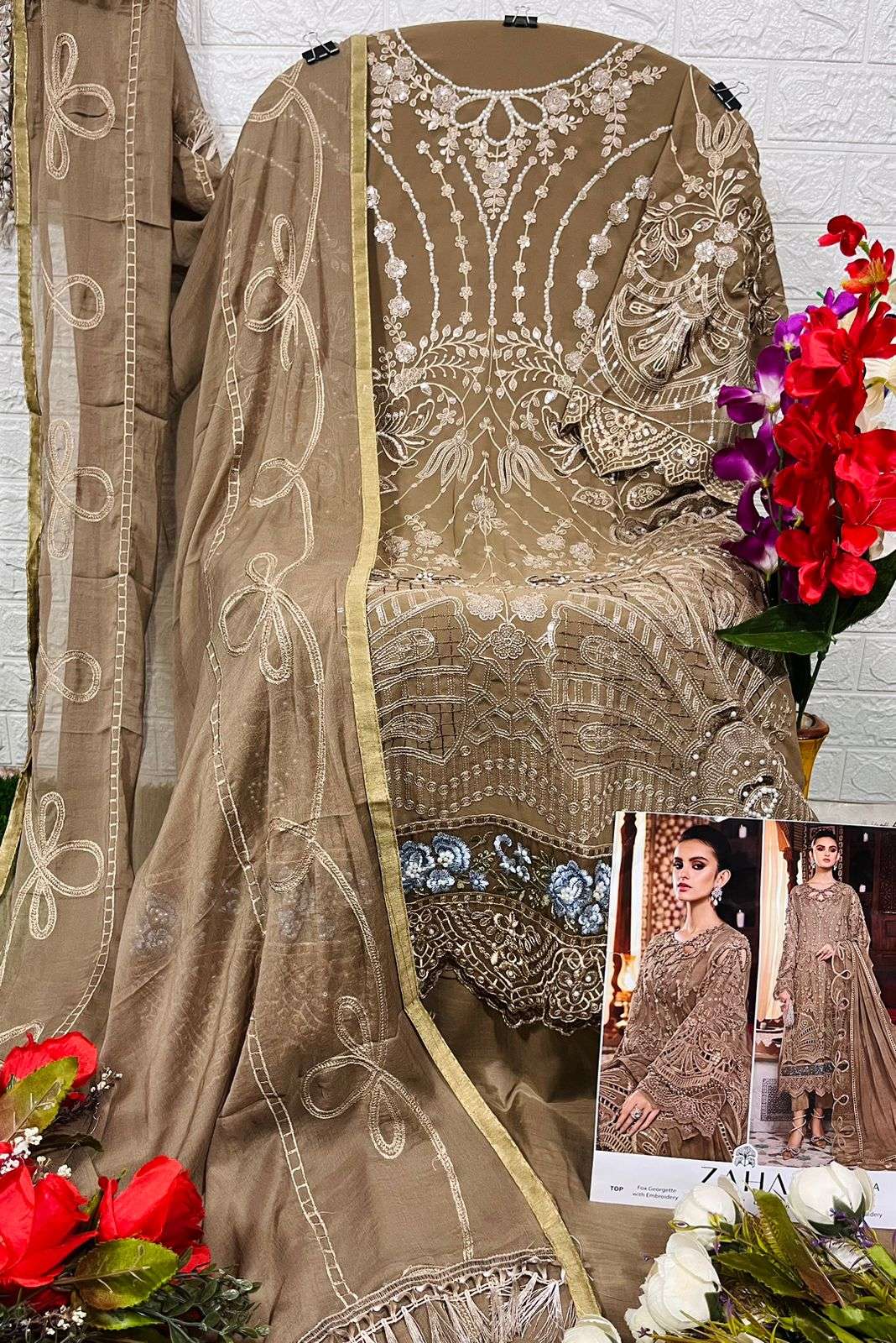 HABEEBA VOL-1 BY ZAHA 10103-A TO 10103-D SERIES GEORGETTE PAKISTANI DRESSES