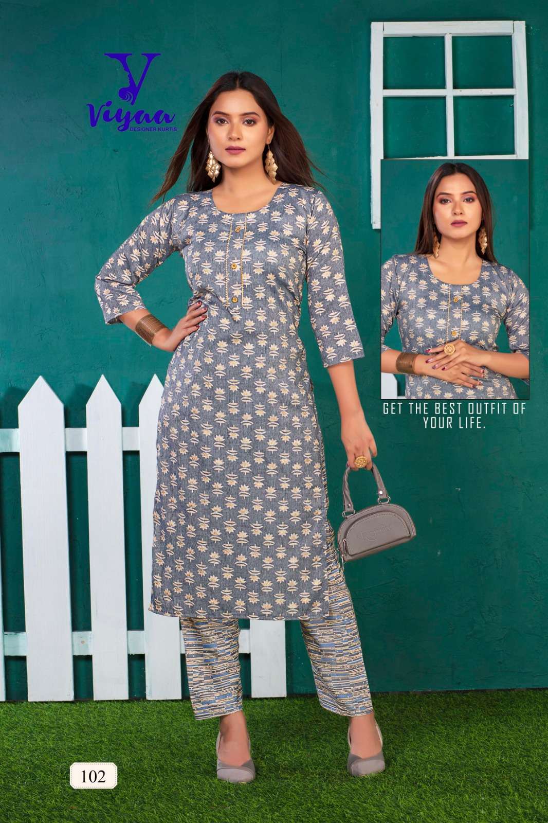 VITARA VOL-1 BY VIYAA 101 TO 106 SERIES RAYON KURTIS AND PANTS