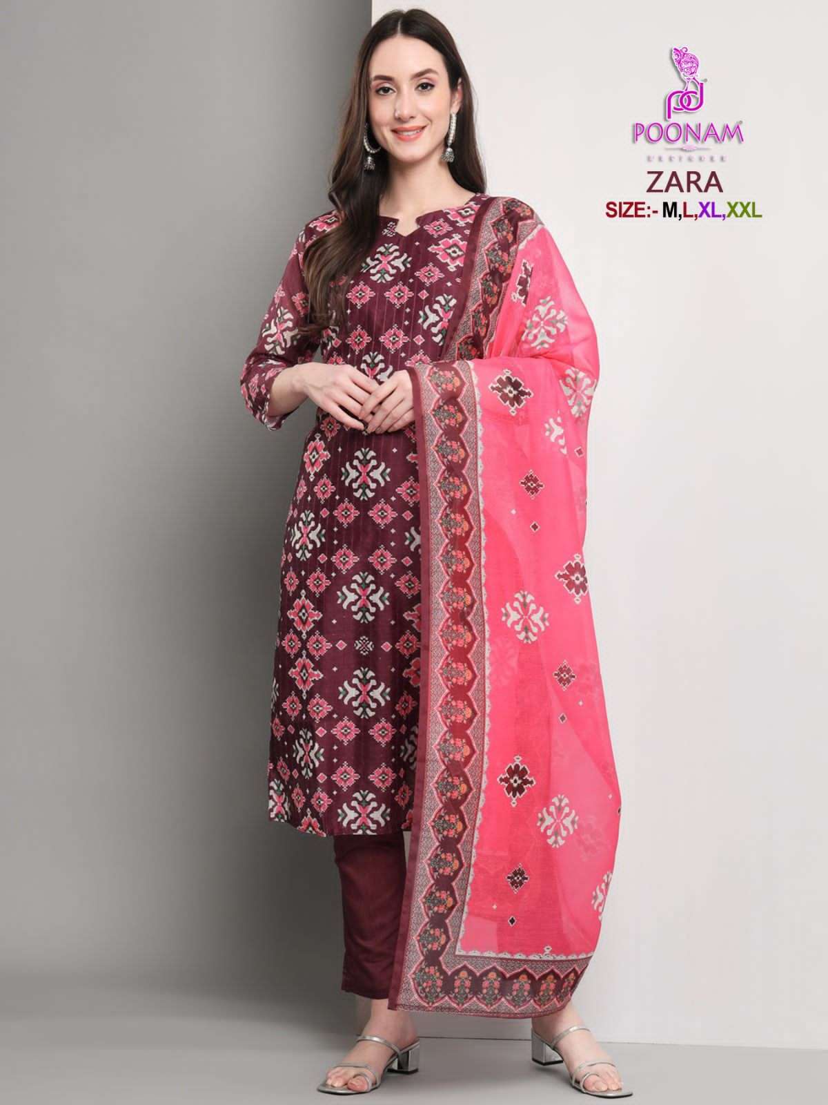 ZARA BY POONAM DESIGNER 1001 TO 1002 SERIES MODAL CHANDERI DRESSES