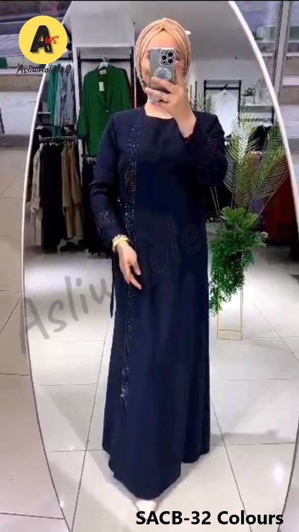 SACB-32 COLOURS BY ASLIWHOLESALE STYLISH DESIGNER MASA FABRIC BURQAS